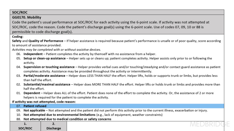 OASIS-E: GG0170. Mobility | MedBridge